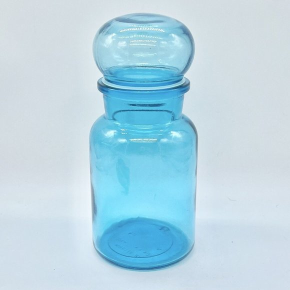 Handmade | Kitchen | Vintage Blue Glass Container Apothecary Bottle Jar ...